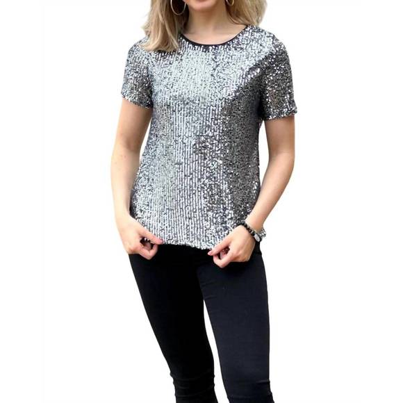 HANNAH & GRACIE | Tops | New Hannah Gracie Sequin Top In Platinum ...